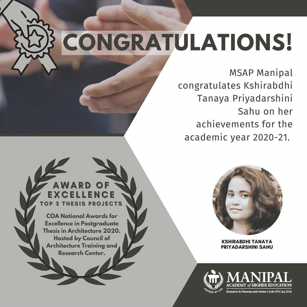 M.Arch (UDD) Student Achievements : Congratulations Ar. Kshirabdhi Tanaya